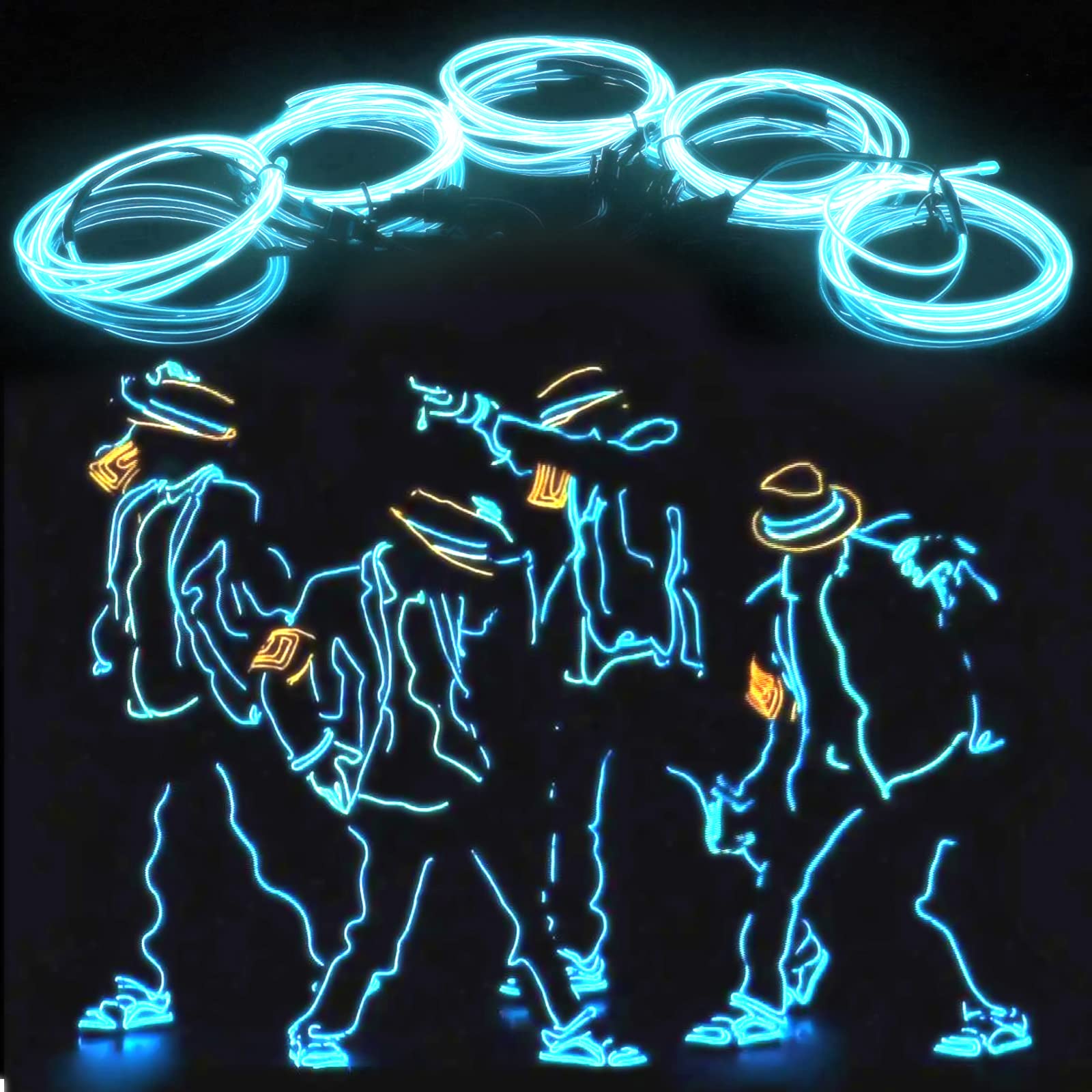 EL Wire 5in1 Portable Neon Rope Lights Strip Wearable Battery Pack Body ...