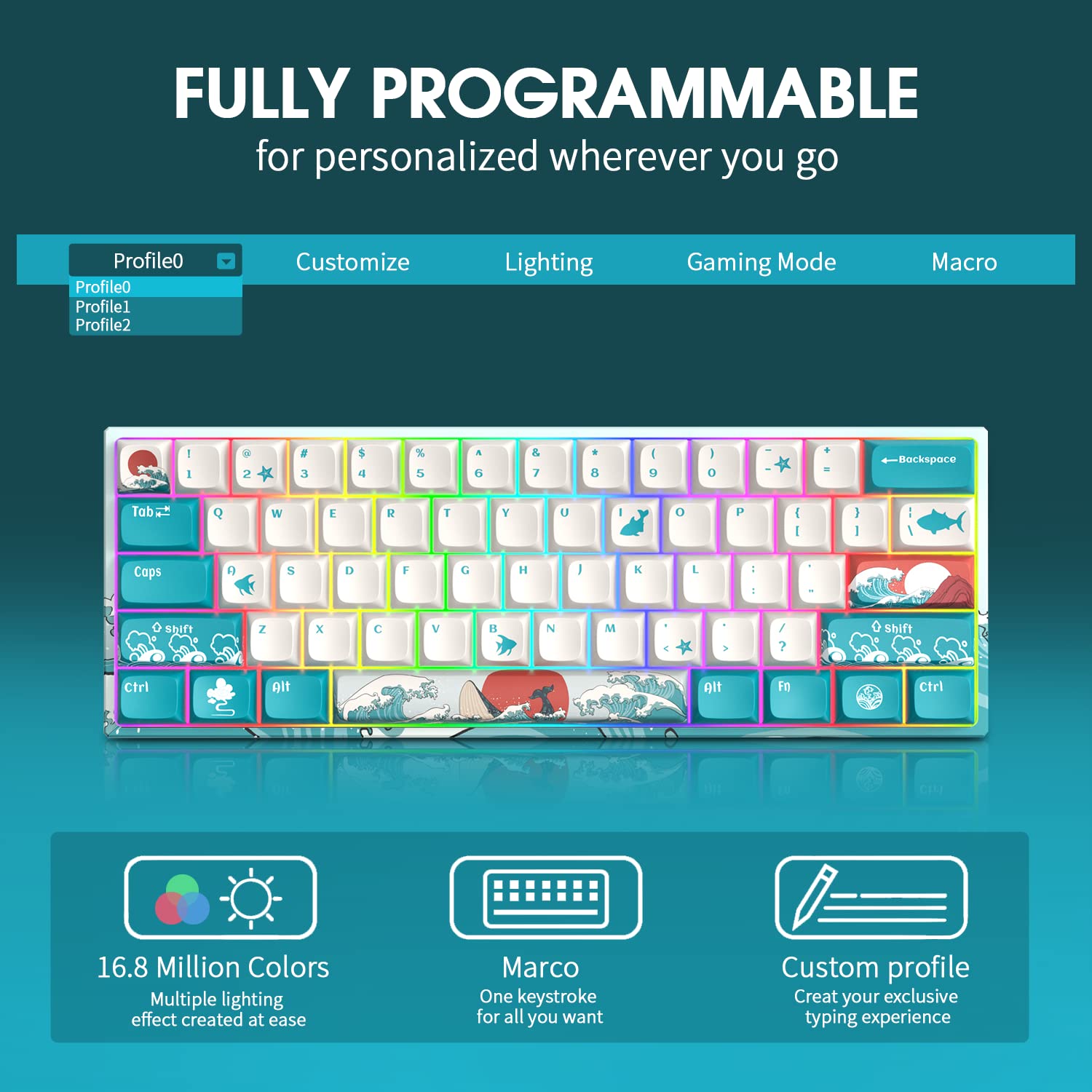 Mua HITIME XVX M61 60% Mechanical Keyboard Wireless, Ultra-Compact 2.4G ...