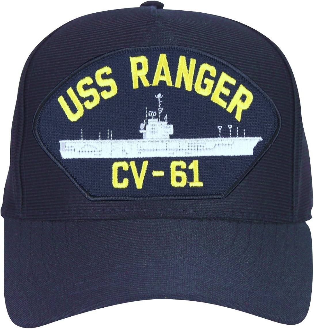 Amazon.com: USS Ranger CV-61 Ships Ball Cap with Custom Back Text Navy ...