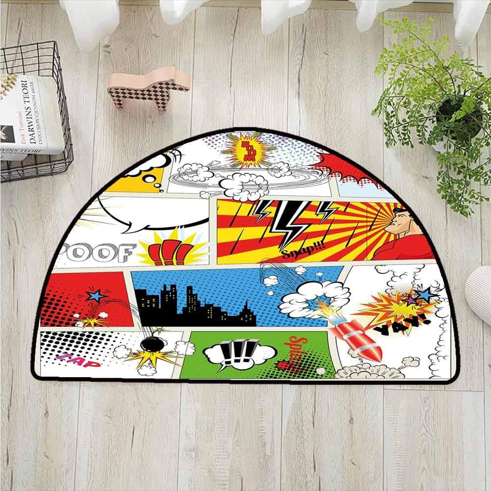Superhero Semi-circular Area Rug,Comics Template Fiction Fantasy Retro ...