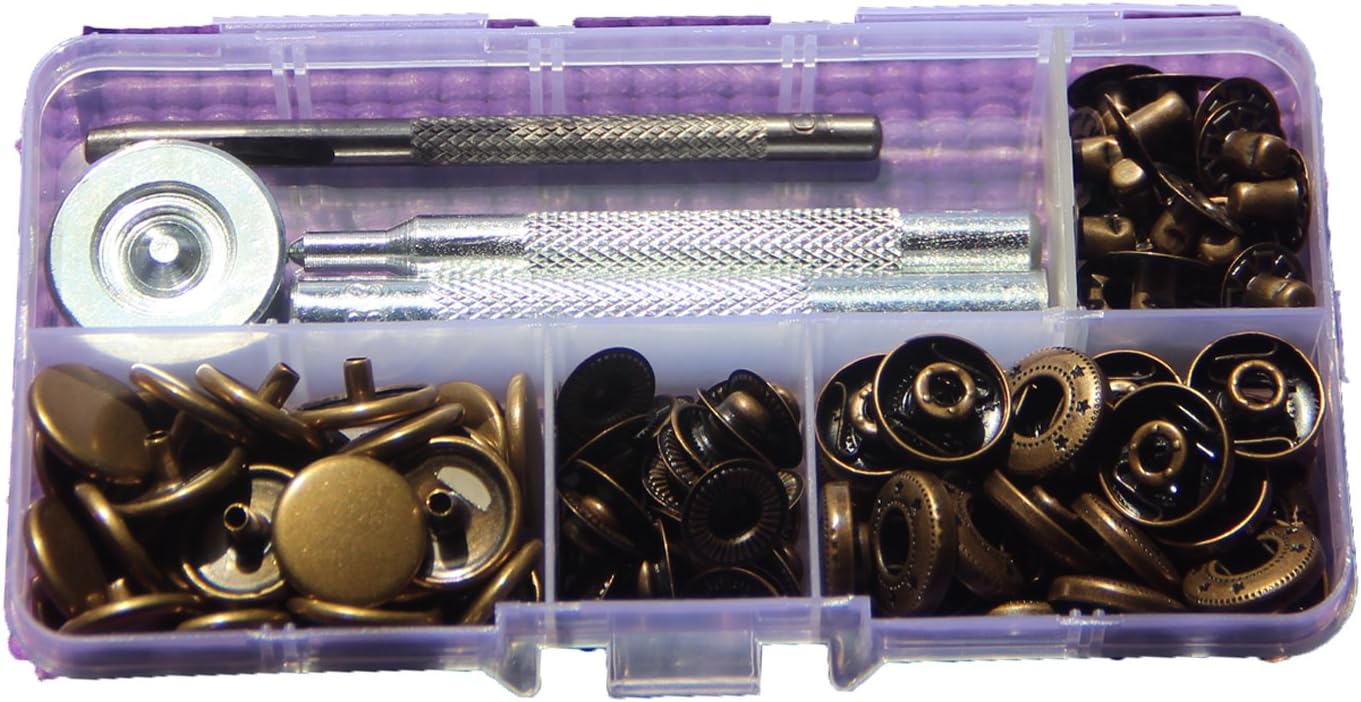 30 Sets 12.5mm Heavy Duty Poppers Brass Snap Fasteners Press Stud Rivet ...