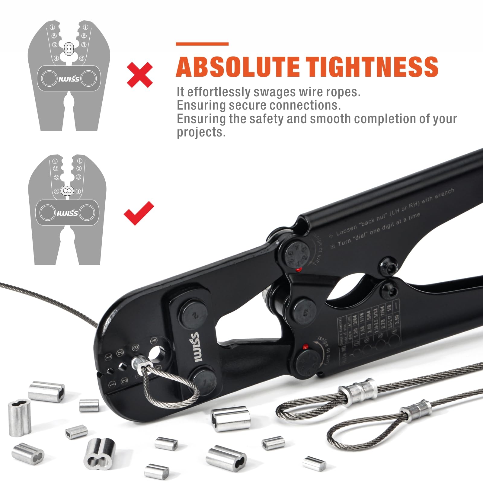 ICrimp Wire Rope Crimping Tool For Aluminum Oval Sleeves, Double ...