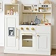 Amazon.com: inFUNSAME Kids Wooden Play Kitchen with Real Lights and ...