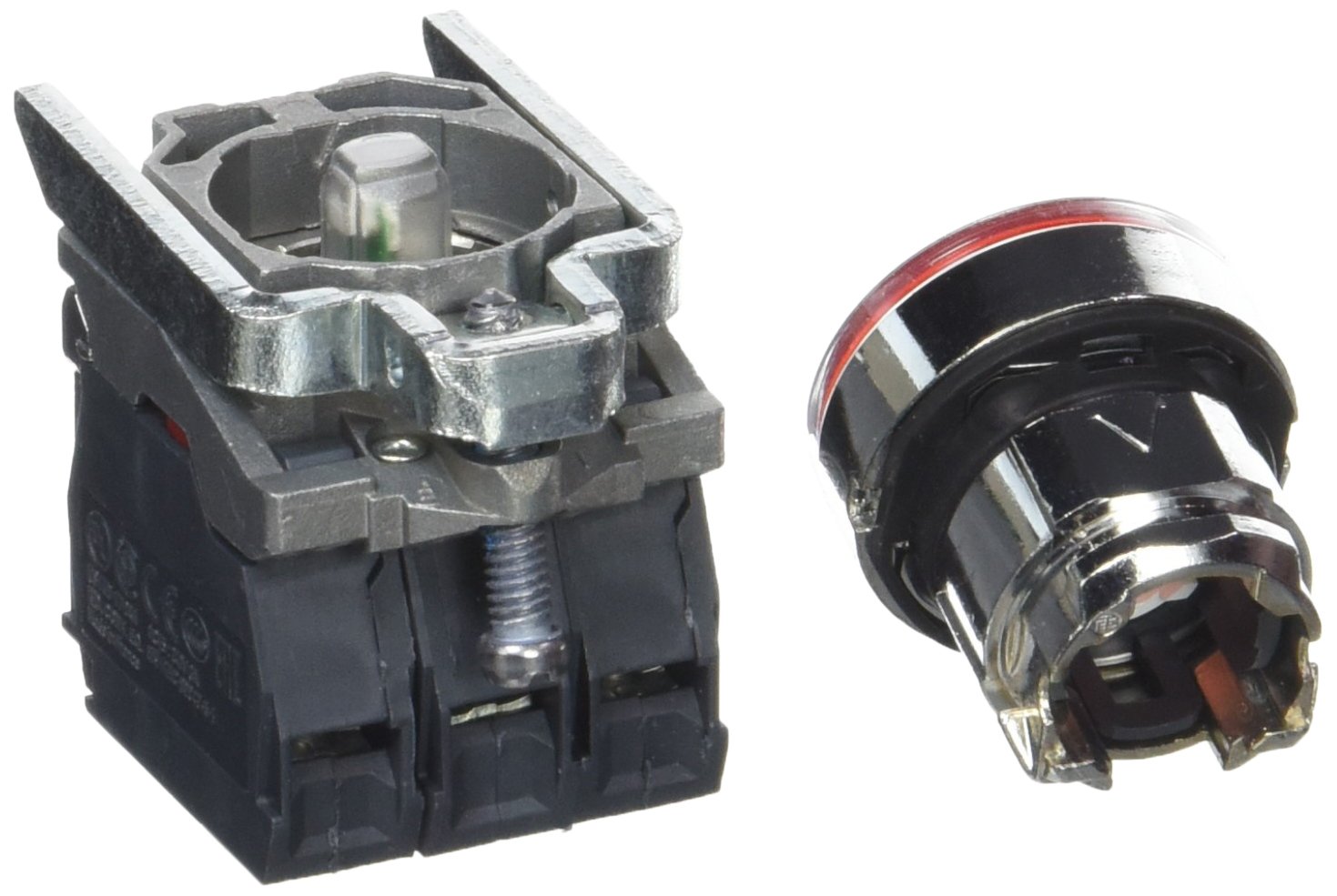 Schneider Electric Harmony XB4 – Illuminated Push Button Switch, Metal, Spring Return, 1NO + 1NC ...