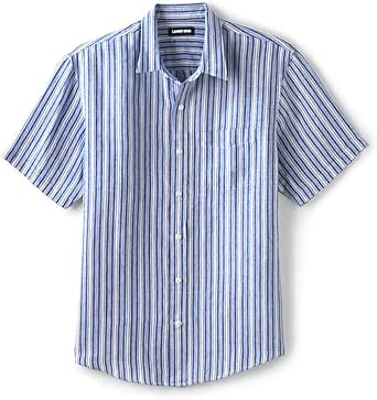 Lands' End Men's Traditional Fit Short Sleeve Linen Shirt at Amazon Men ...