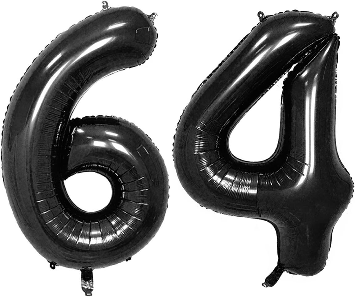 Amazon.com: 40inch Black Foil 64 Helium Jumbo Digital Number Balloons ...