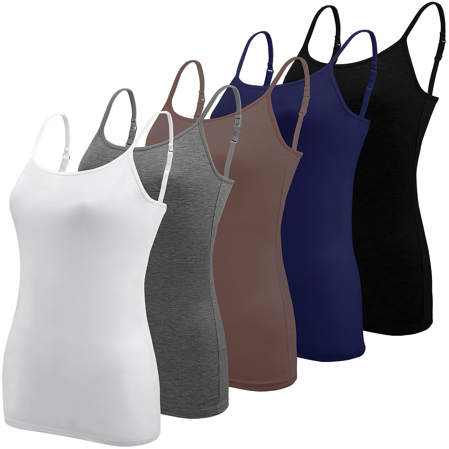 BQTQ 5 Pcs Basic Camisole Spaghetti Strap Camisole Tank Tops for Women ...