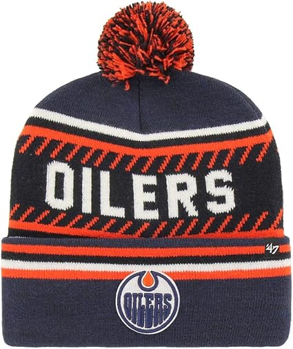 47 Brand Edmonton Oilers Ice Cap 47 Cuff Knit NHL Beany Beanie One Size ...