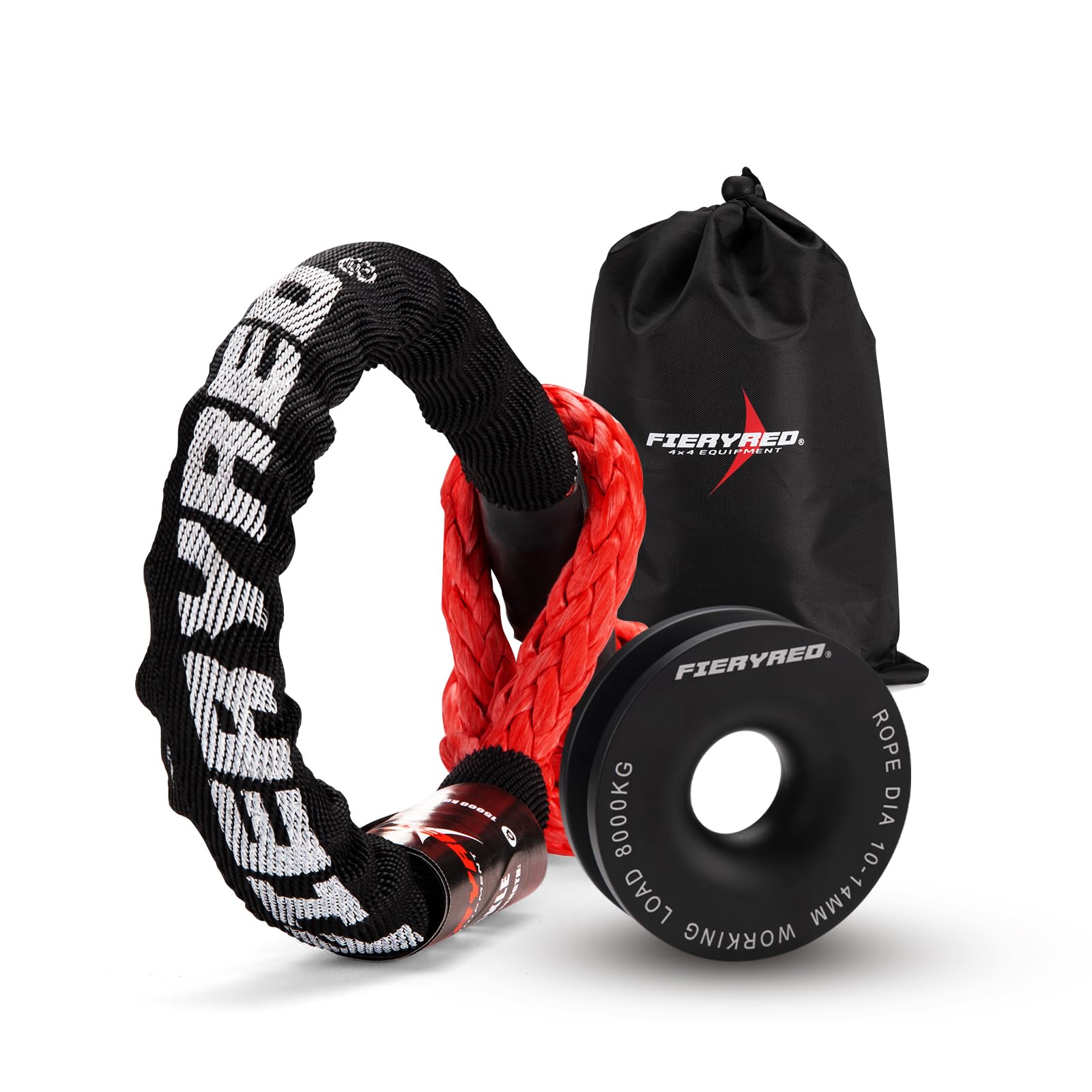 FieryRed Synthetic 1/2"x22" Soft Shackle with Snatch Ring, Recovery ...