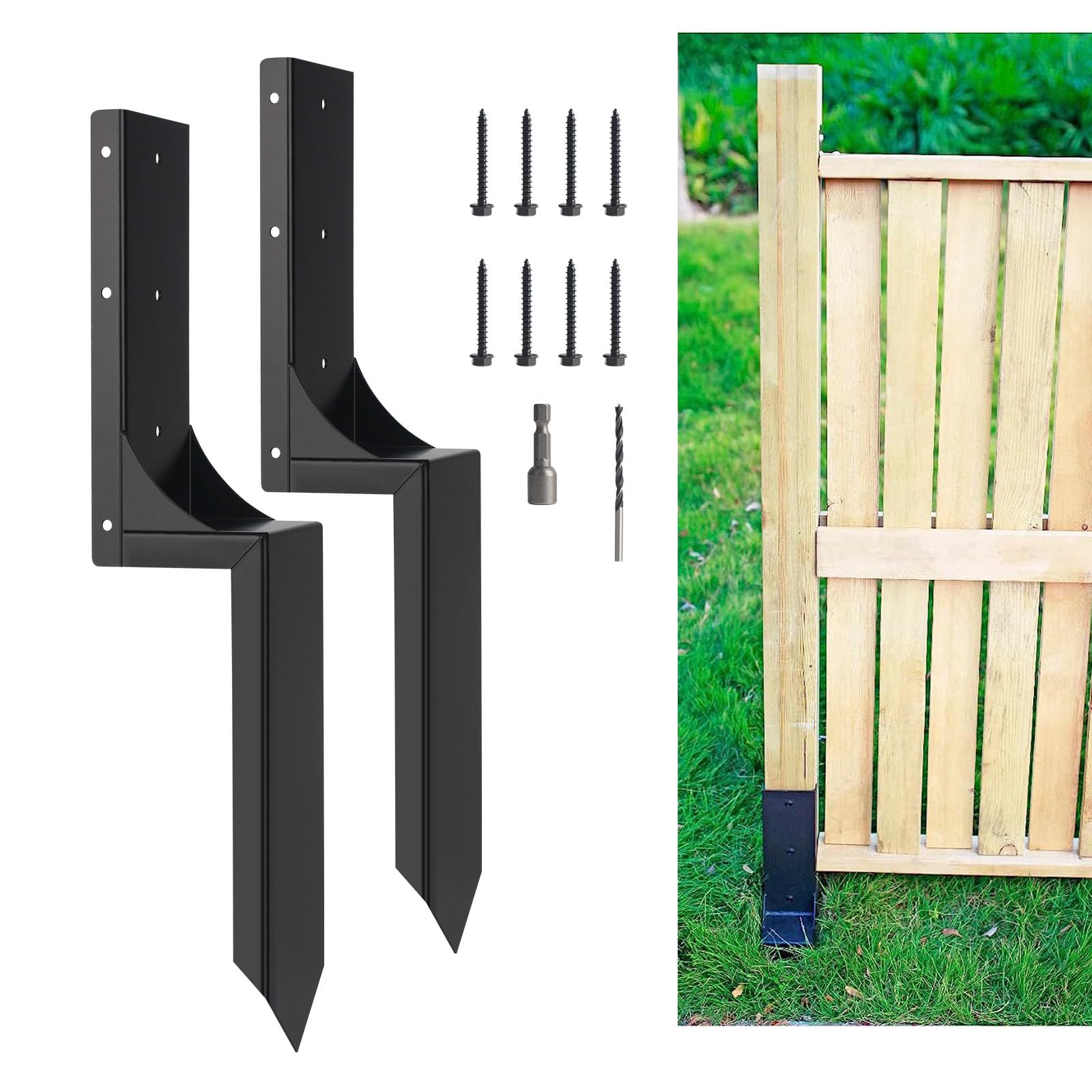 Leaning Fence Fix Fence Post Repair Kit - Fix Broken & Tilted Wooden ...