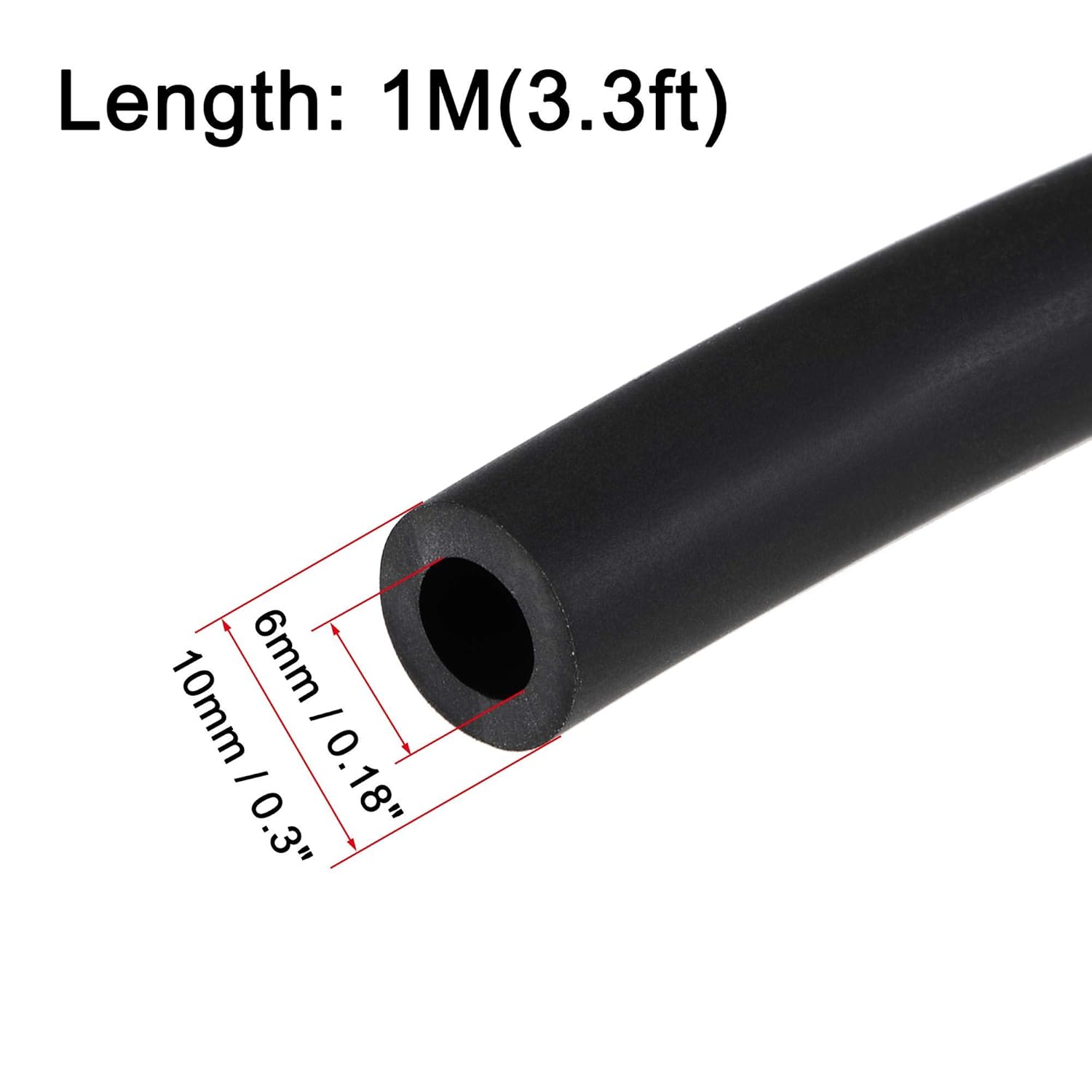 sourcing map Fuel Line Hose 6mm(1/4″) ID 10mm OD 3.3ft Oil Line & Fuel ...