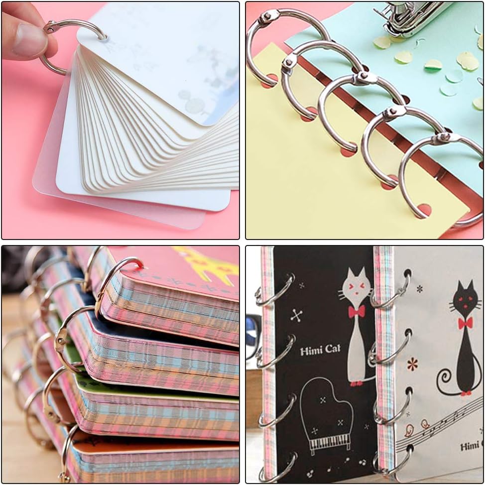 120 Pieces Binder Rings, 25mm Metal Book Rings Loose Leaf Binder Rings ...