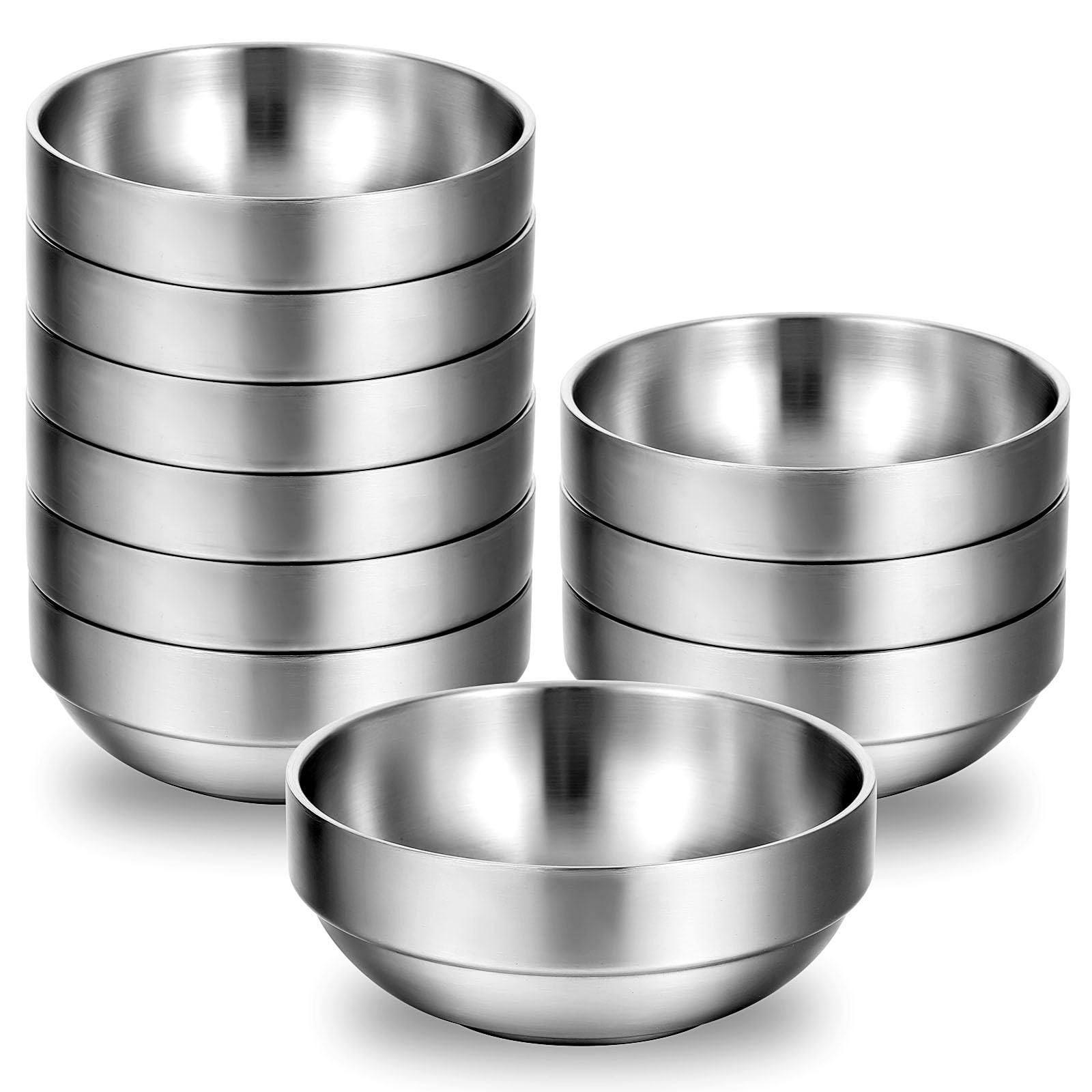 MAQUITA 10 Pack Stainless Steel Bowls 5 Inch Snacks Bowls, 12 Oz Soup ...