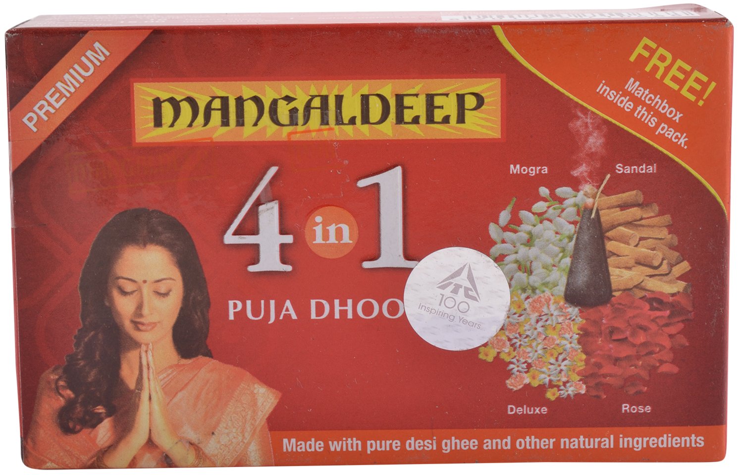 Mangaldeep Puja Dhoop - 4 in 1, 16 Dhoop Sticks + 1 Match Box Pack ...