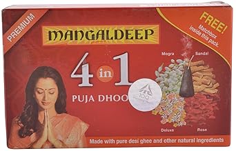 Mangaldeep Puja Dhoop - 4 in 1, 16 Dhoop Sticks + 1 Match Box Pack ...