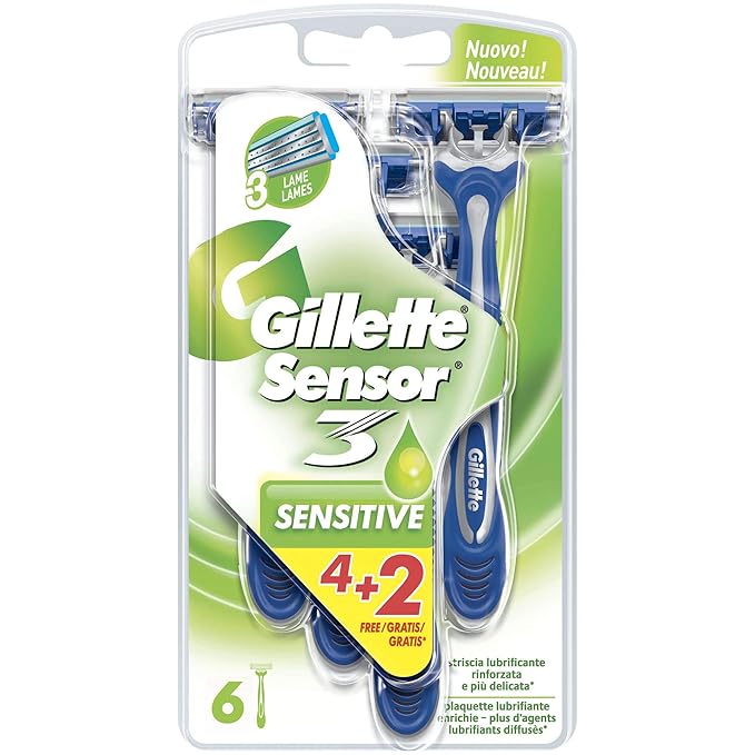 Gillette Sensor3 Sensitive Disposable Razor 4 + 2 Pack: Amazon.co.uk ...