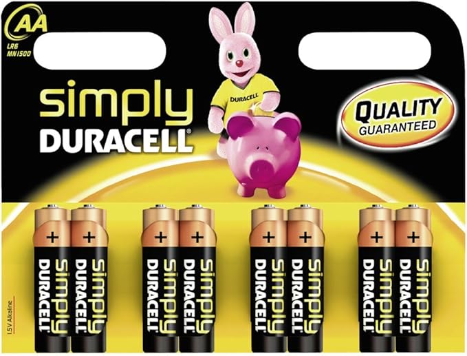 Duracell Simply Batterie Alcaline, Stilo, AA, Confezione da 8: Amazon ...