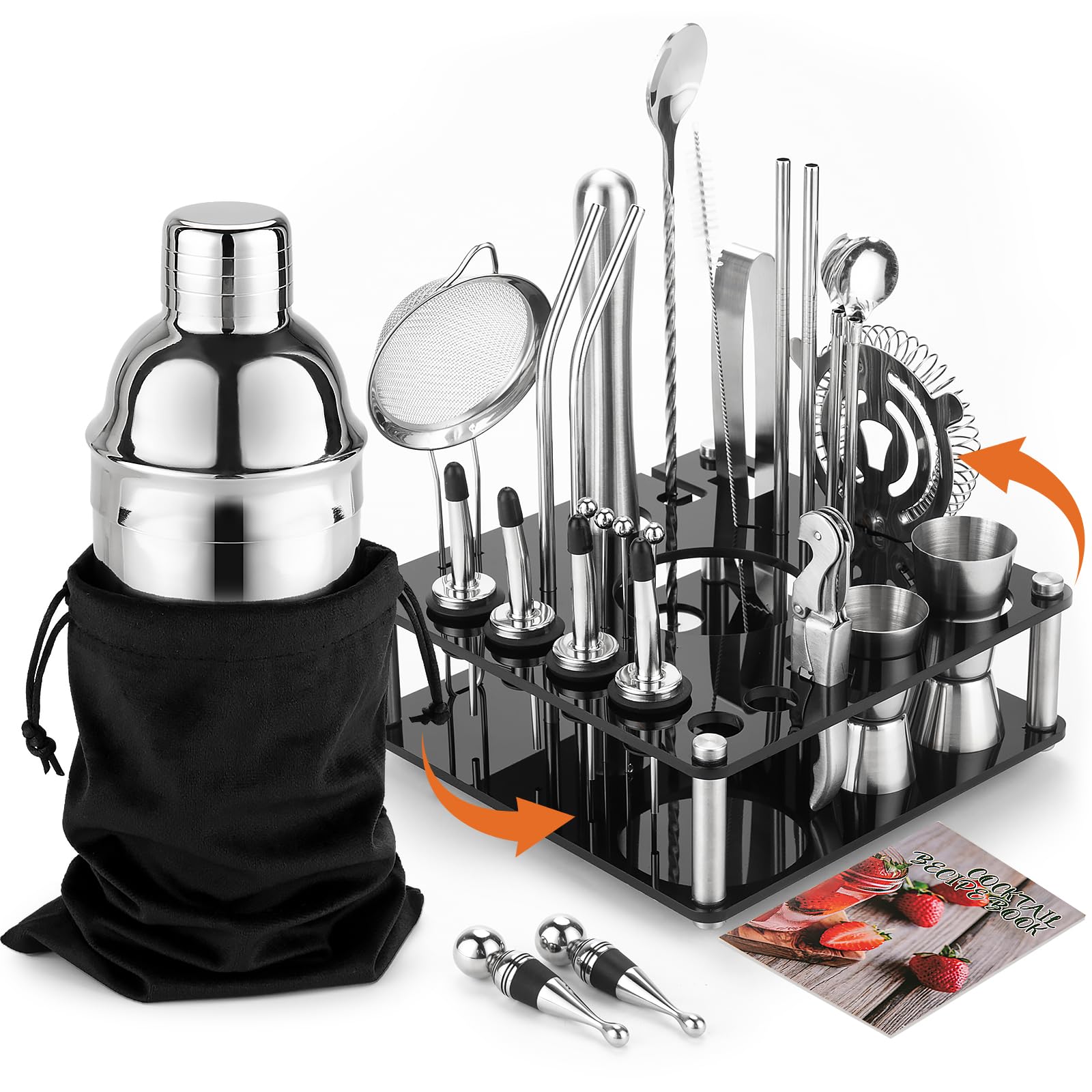 KINGROW 29-Piece Cocktail Shaker Set Bartender Kit with Acrylic ...