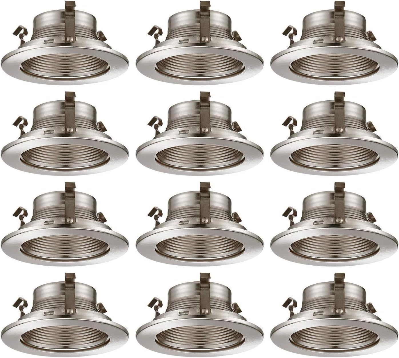 TORCHSTAR 12-Pack 4 Inch Recessed Can Light Trim with Satin Nickel ...