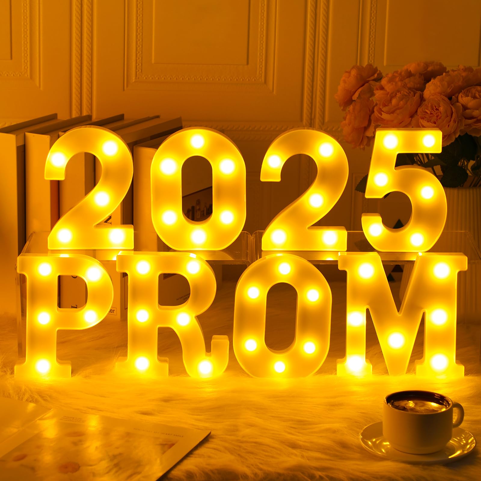 Woanger 8 Pieces Prom 2025 LED Marquee Letter Lights, Sign Light up ...