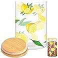 Amazon.com: Glass Jar with Wooden Lids, Yellow Lemon Pack Storage ...