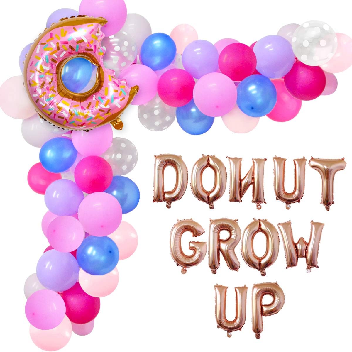 JOYMEMO Donut Balloon Garland Kit Donut Grow Up Balloons 80 Pack Latex Balloons for Doughnut ...