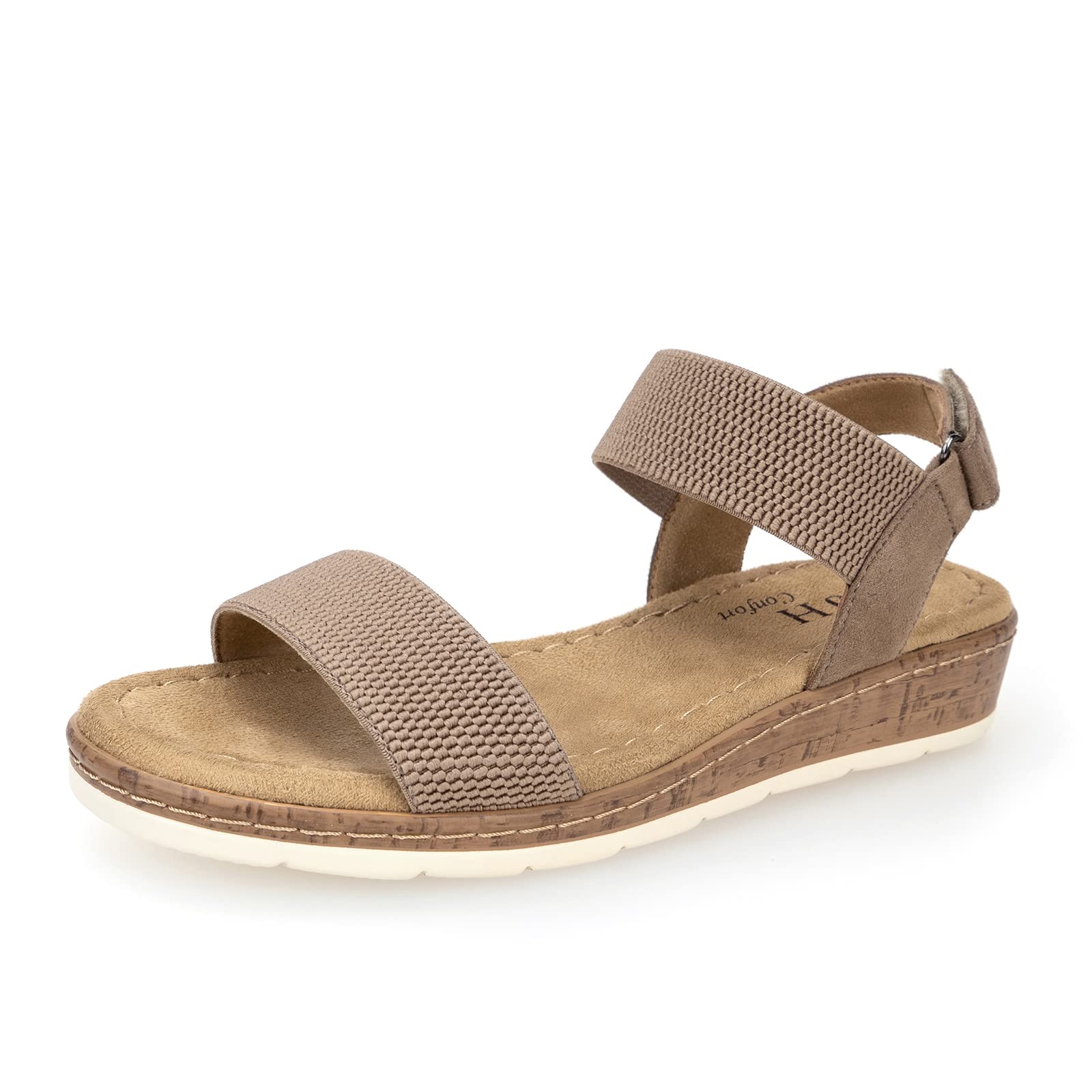 VJH confort Women’s Flat Sandals Open Toe Elastic Ankle Strap Slip on ...