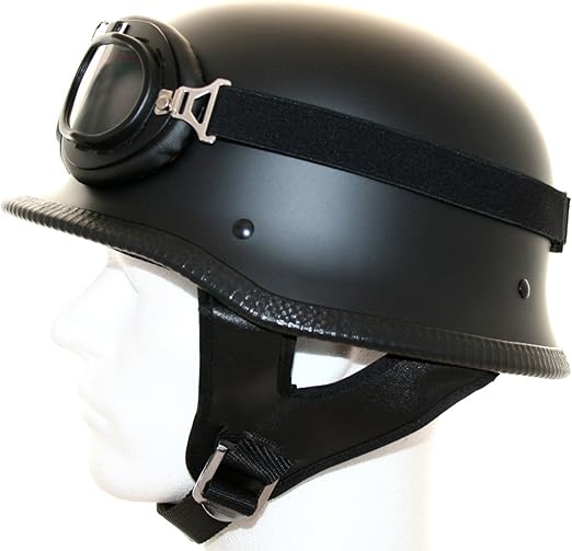 ATO Moto Motorradhelm halbschale Stahlhelm Oldtimer helm Brille Schwarz ...