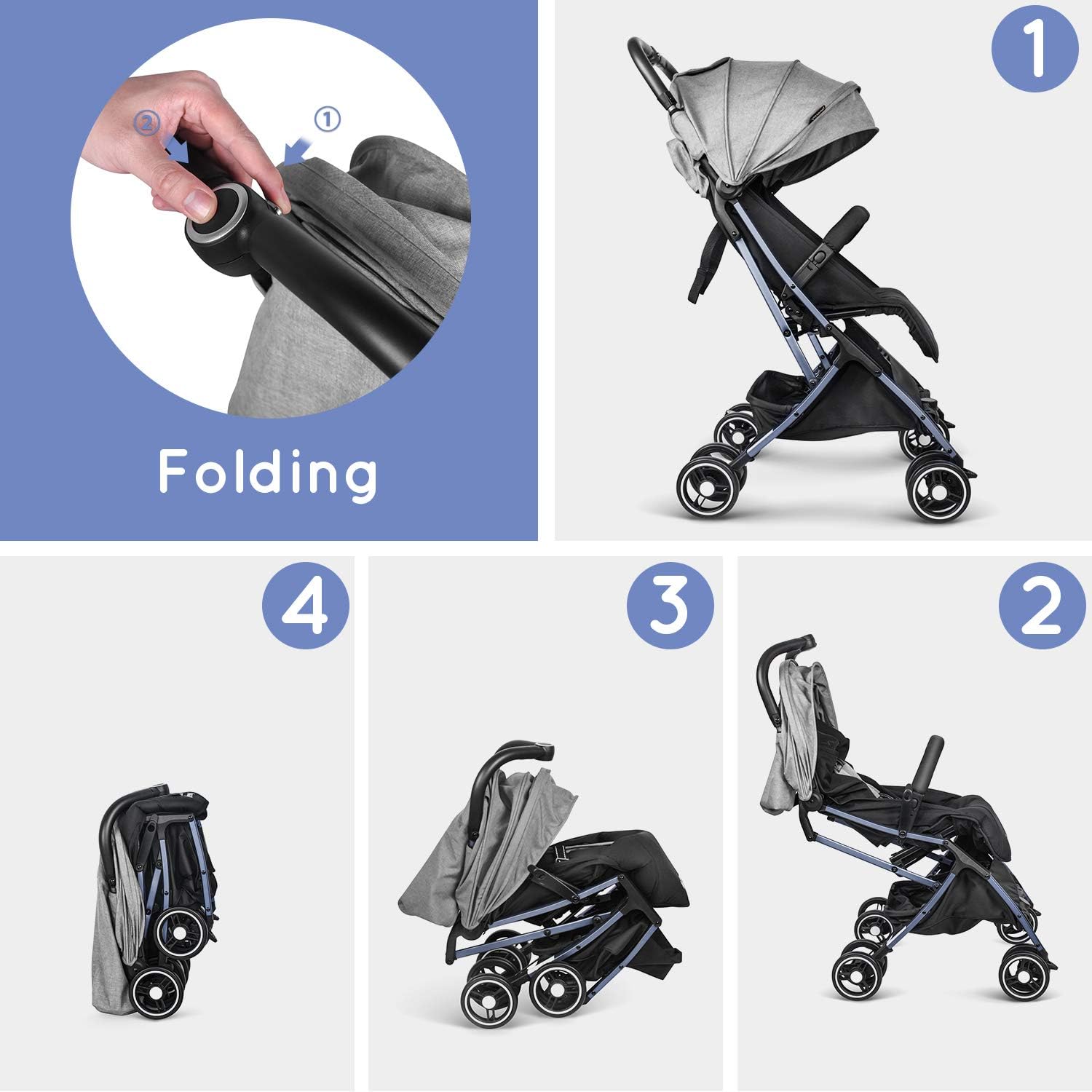 besrey Baby Lightweight Stroller Buggy Compact Airplane Stroller Travel ...