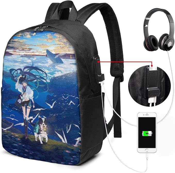Hatsune Miku Laptop Backpack- with USB Charging Port/Stylish Casual ...