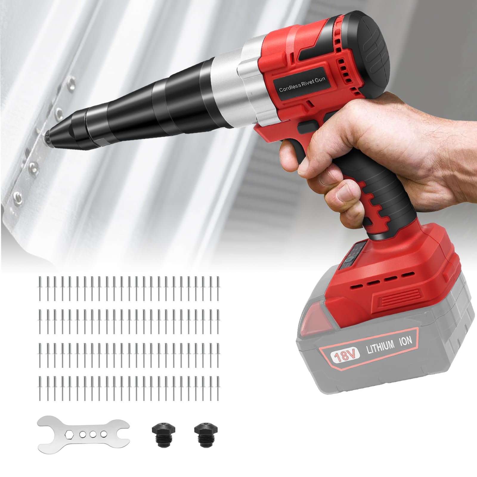 Cordless Rivet Gun for Mil-Waukee 18V Battery, Electric Rivet Tool with ...