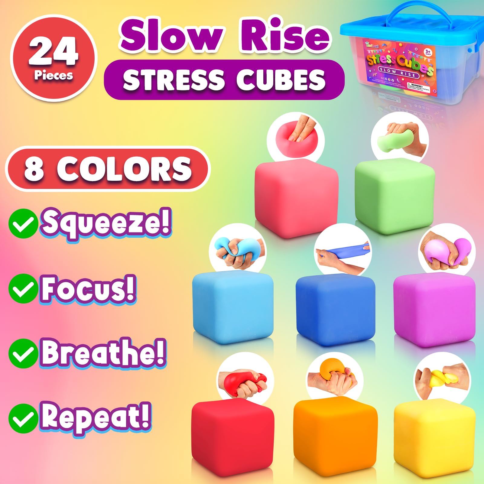 Mua 24 Pack Slow Rising Stress Cube, Large Size Dough Stress Balls ...