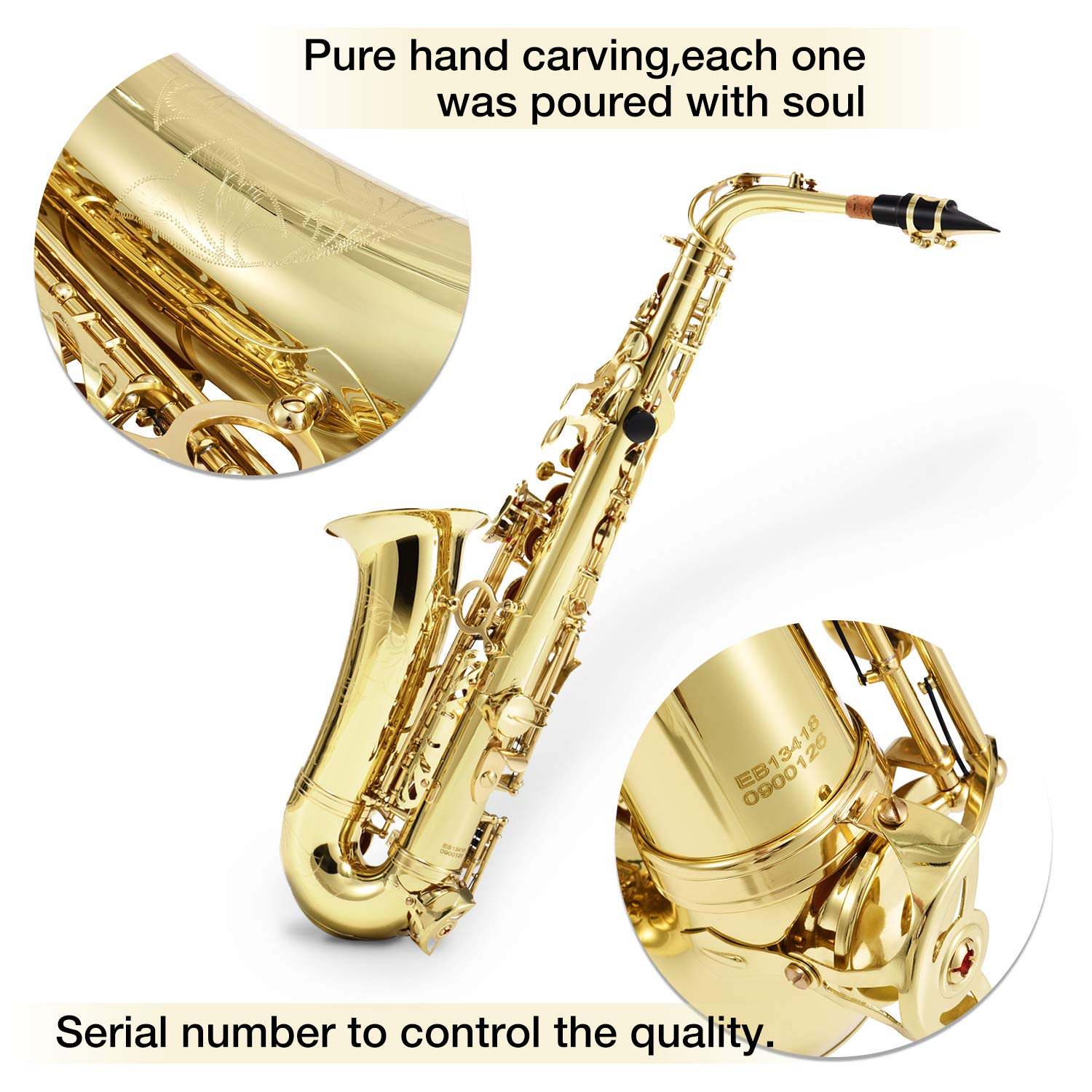 Eastar AS-? Student Alto Saxophone E Flat Gold Lacquer Alto Sax Full ...