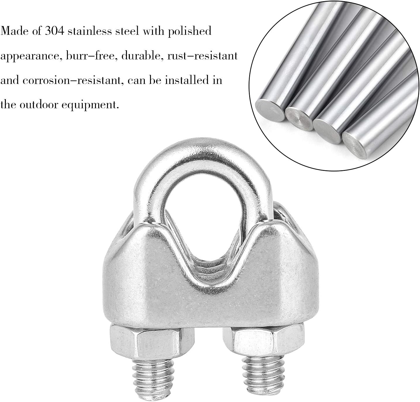 HSEAMALL 18 PCS M3 Wire Rope Clip U Clamp,304 Stainless Steel Cable ...