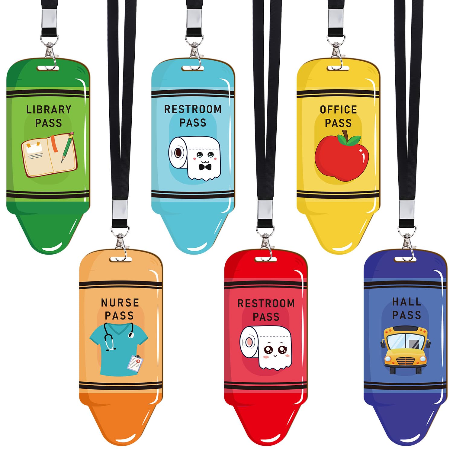 Hall Pass Lanyards and School Passes - Cosmisun 6 Sets Hall Passes for ...