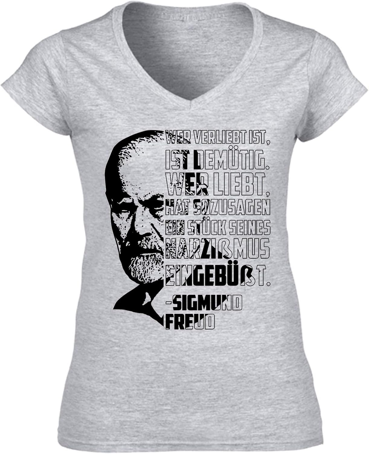 teesquare1st Women's Sigmund Freud Wer Verliebt Ist Grey Cotton T Shirt ...