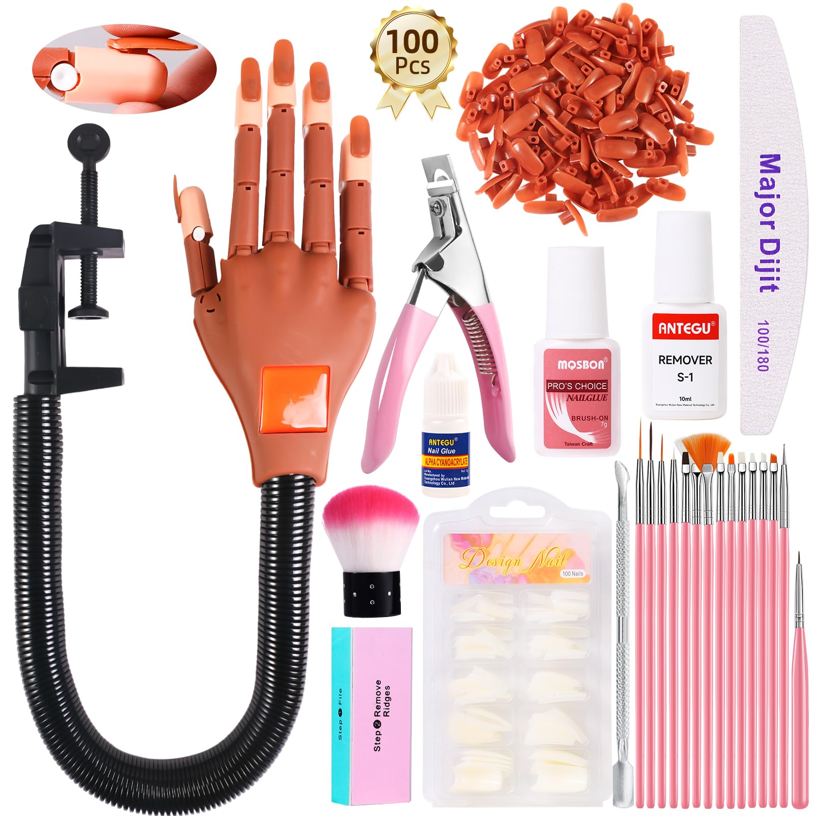 Major Dijit Nail Practice Hand for Acrylic Nails Acrylic Nail Kit for ...