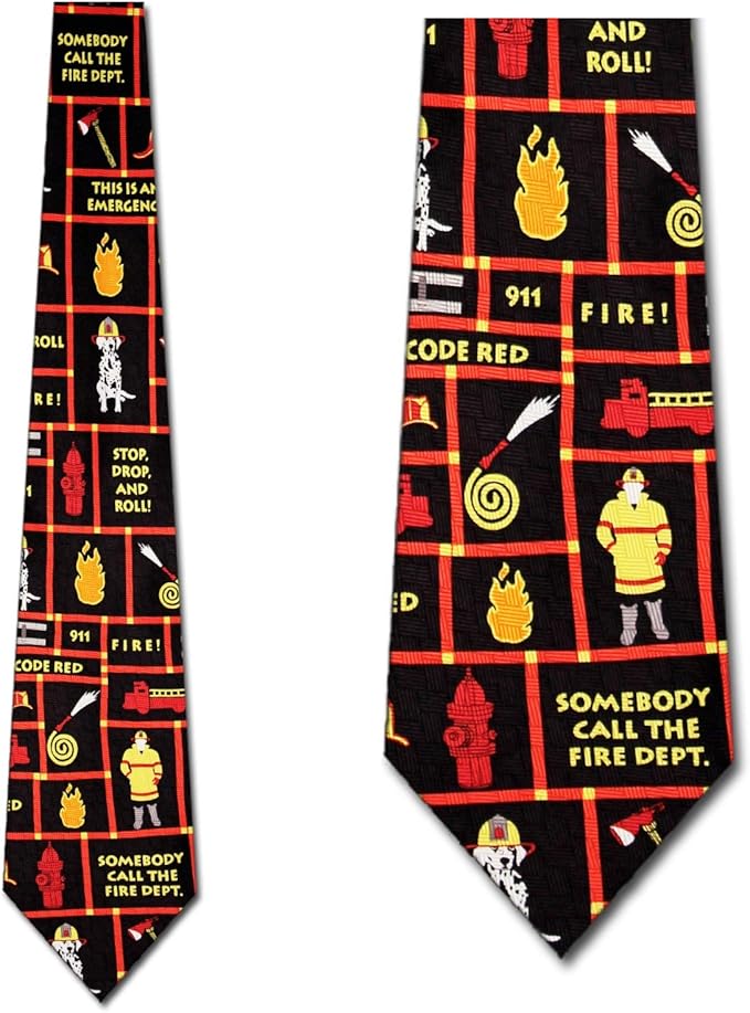 Amazon.com: Firefighter Ties Fire Neckties Firefighter Squares Tie Mens ...