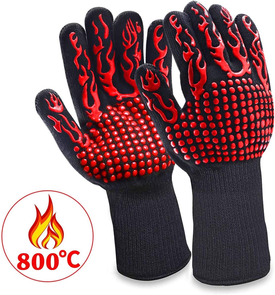 Ankier BBQ Gloves, 800 ℃/1472 ℉ Extreme Heat Resistant Grilling Gloves – Oven Gloves Set for BBQ ...