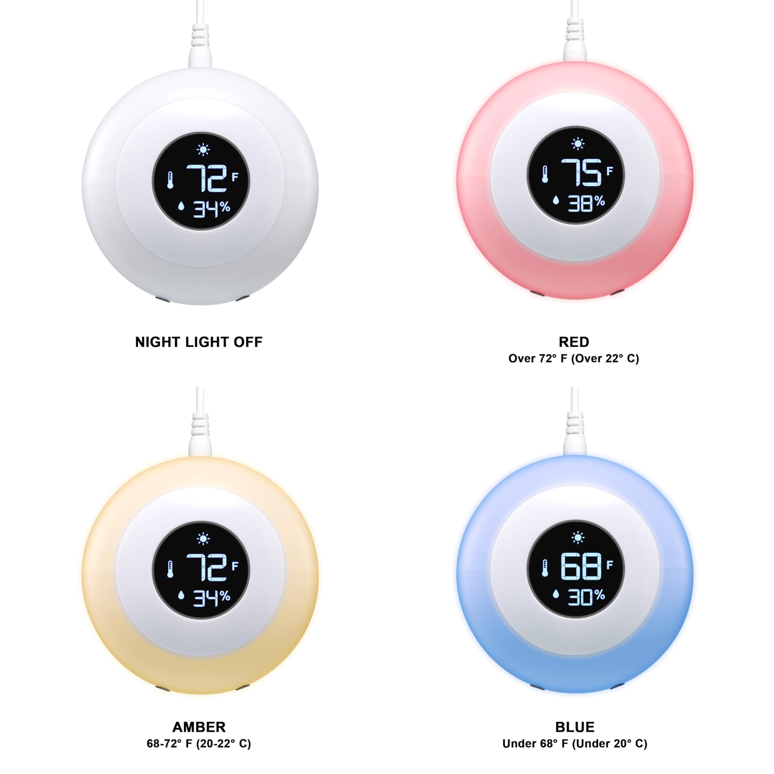 Mua Kelvin Room Thermometer, Hygrometer and Color Changing Night Light ...