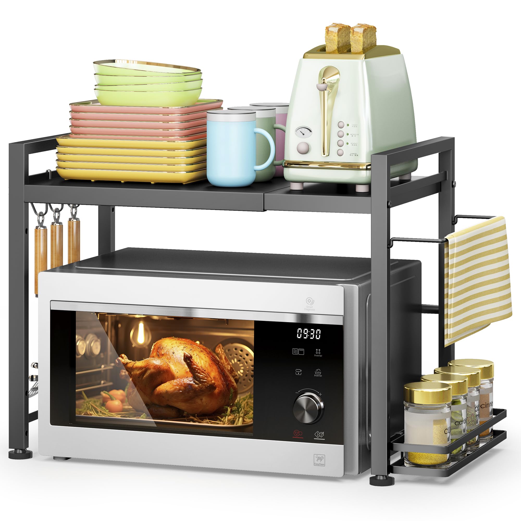 DOLALIKE Microwave Oven Rack, Expandable Microwave Stand Countertop ...