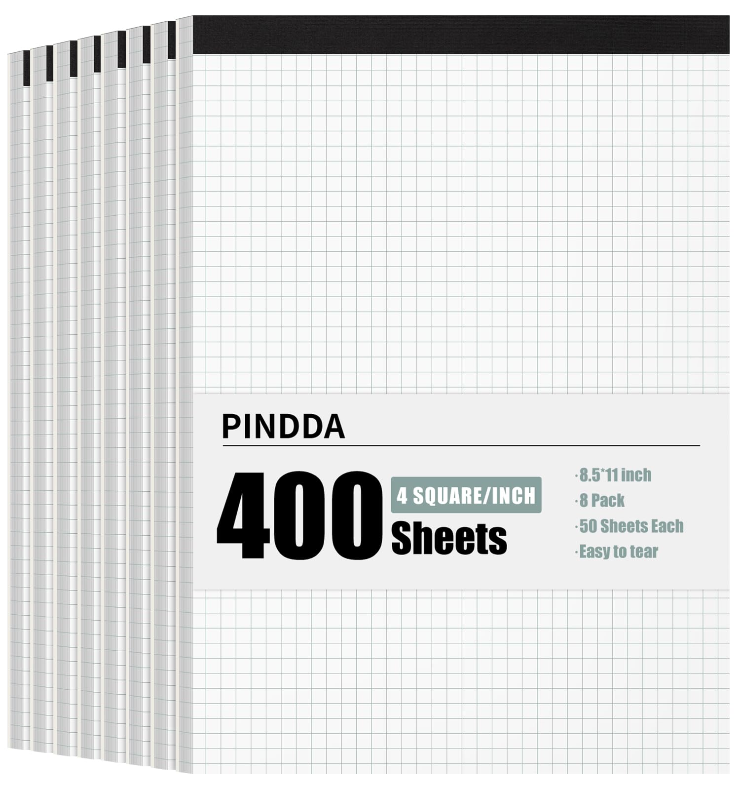 Graph Paper Notebook, 8 Pack, 8.5 x 11 Grid Paper, 4x4 Graph Ruled, 50 ...