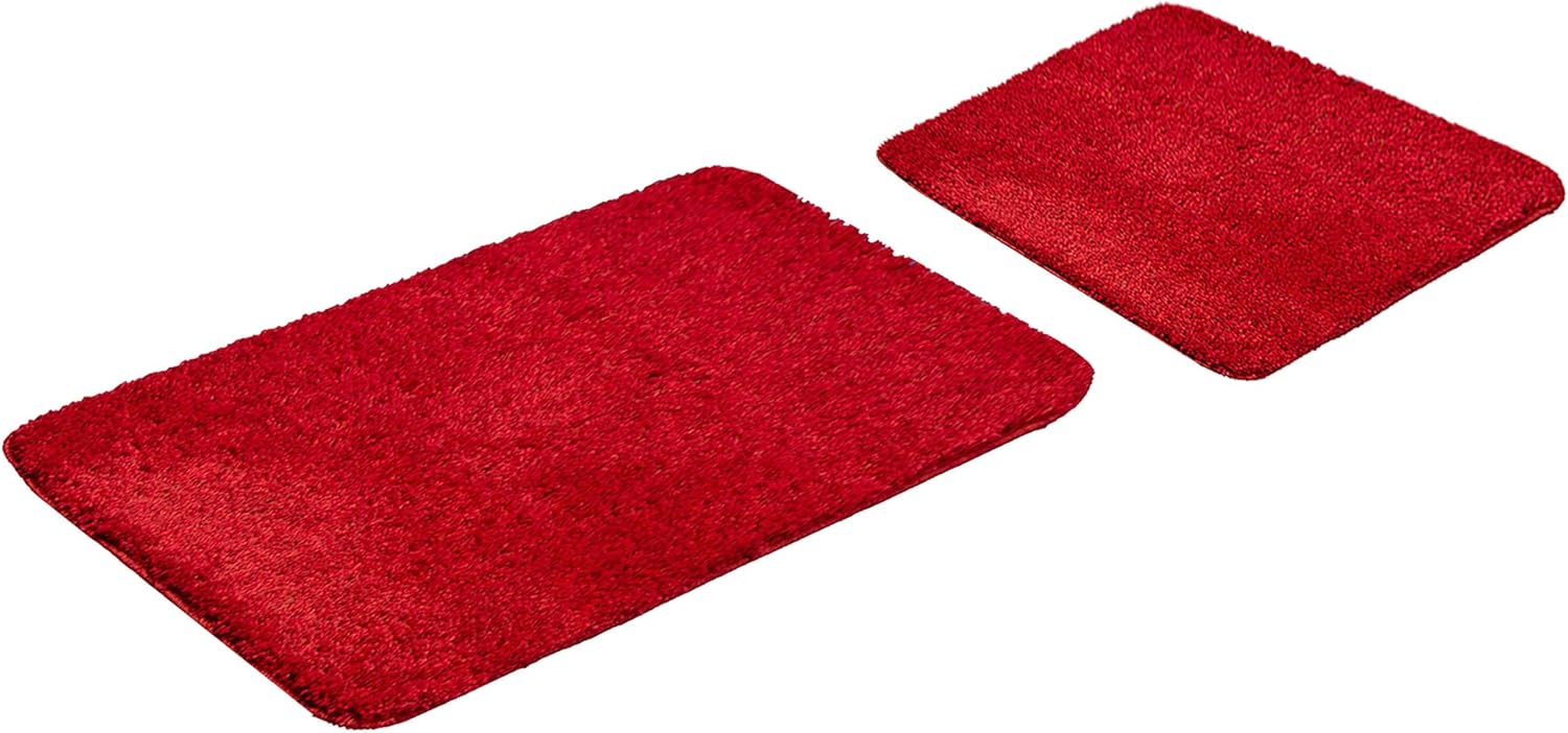 Amazon.de: Badematte Set | Rot meliert | Microfaser | super weich ...