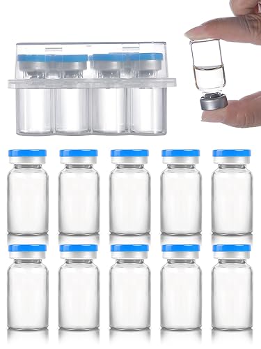 7ml Glass Vials - Self-Healing Injection Port, Sterile Empty Vials with ...
