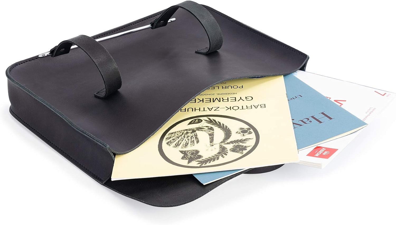 Oxford Traditional Leather MC2-EBO Sheet Music Carry Case, Ebony Black ...