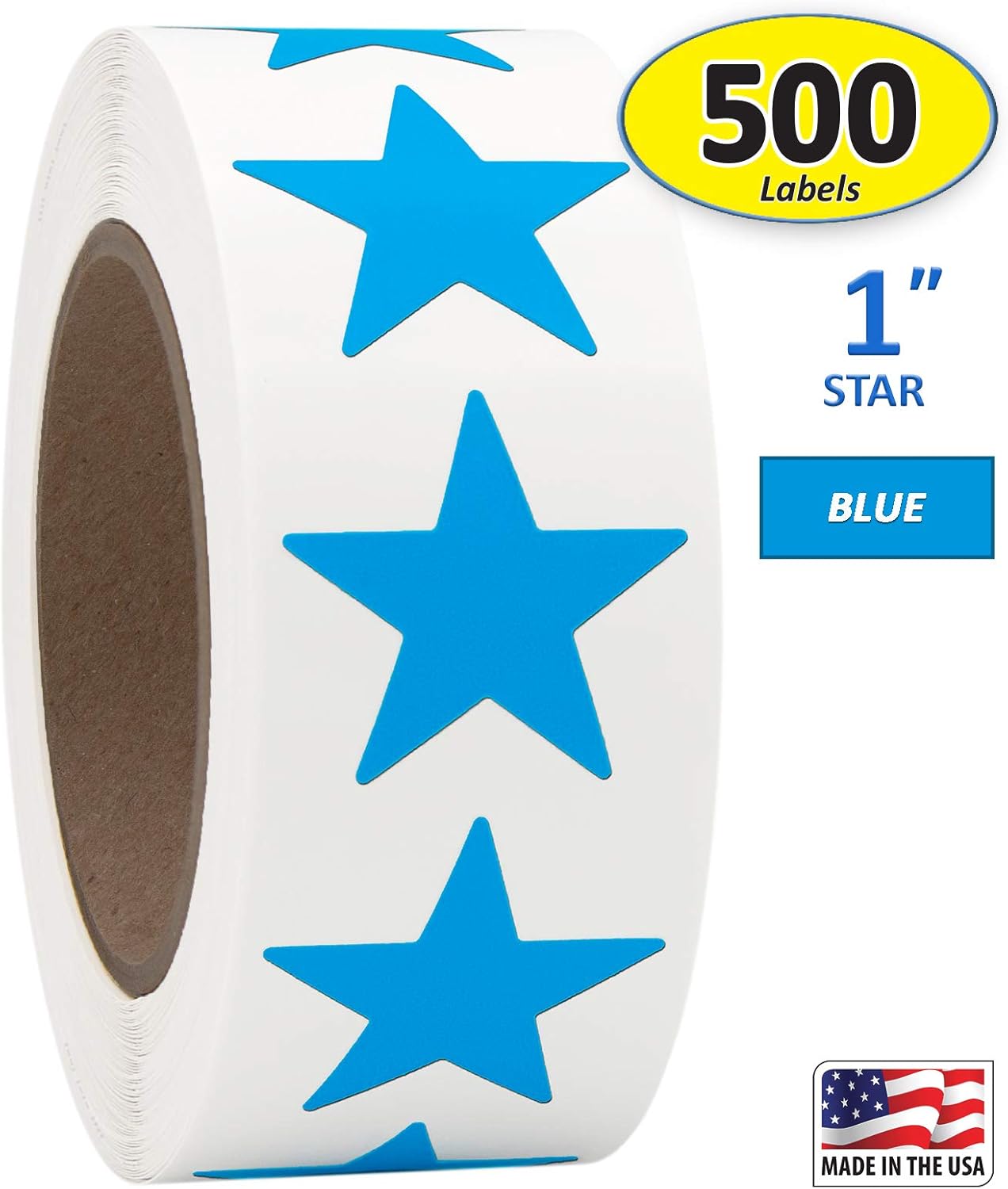 Amazon.com : 1" Bright Blue Star Shape Sticker Labels, 500 Labels per ...