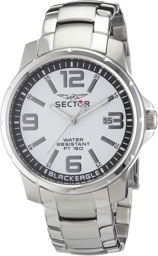 Sector Men's Quartz Watch with White Dial Analogue Display and Silver ...