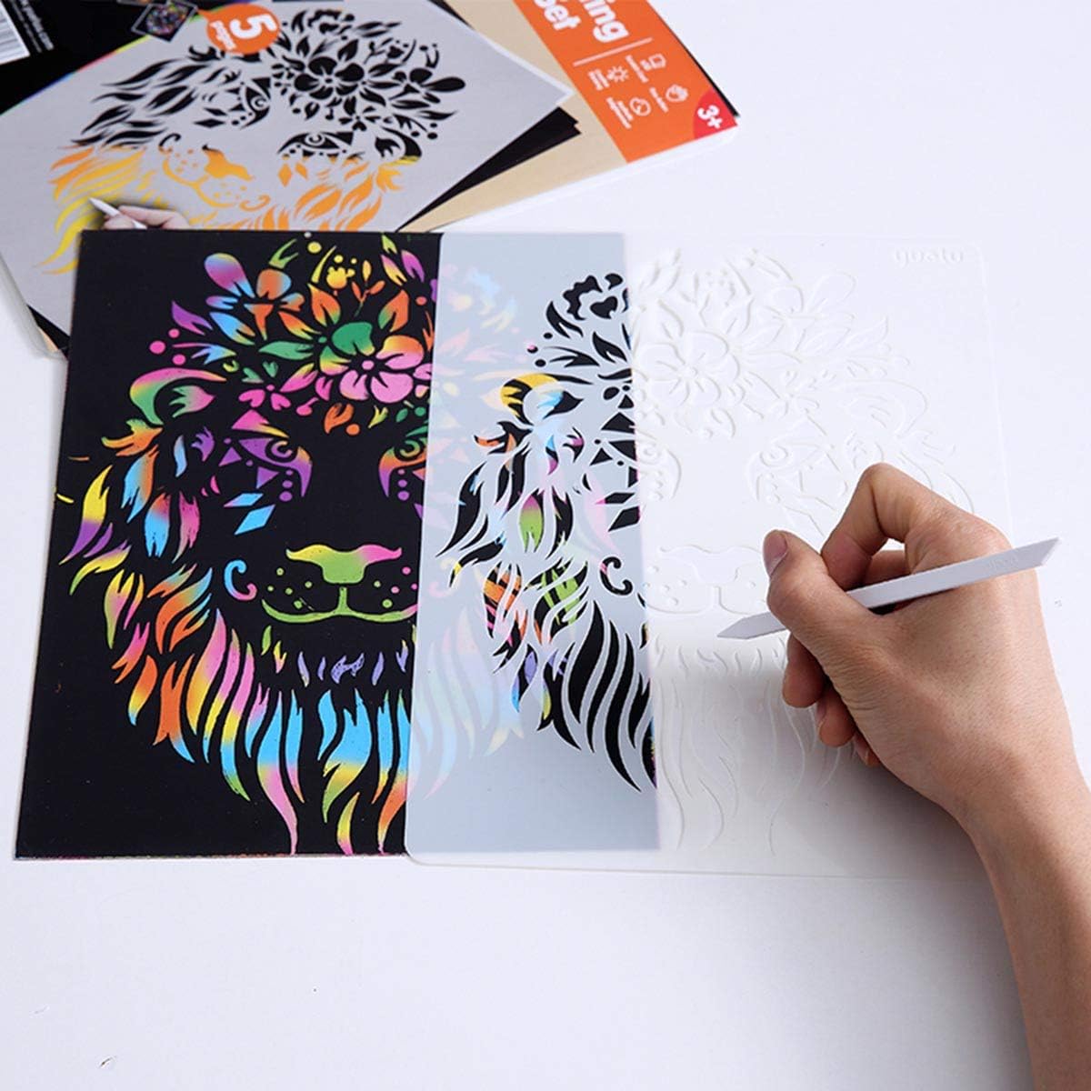 Scratch Art Crafts for Kids & Adult with Templates, Black Paper Magic ...