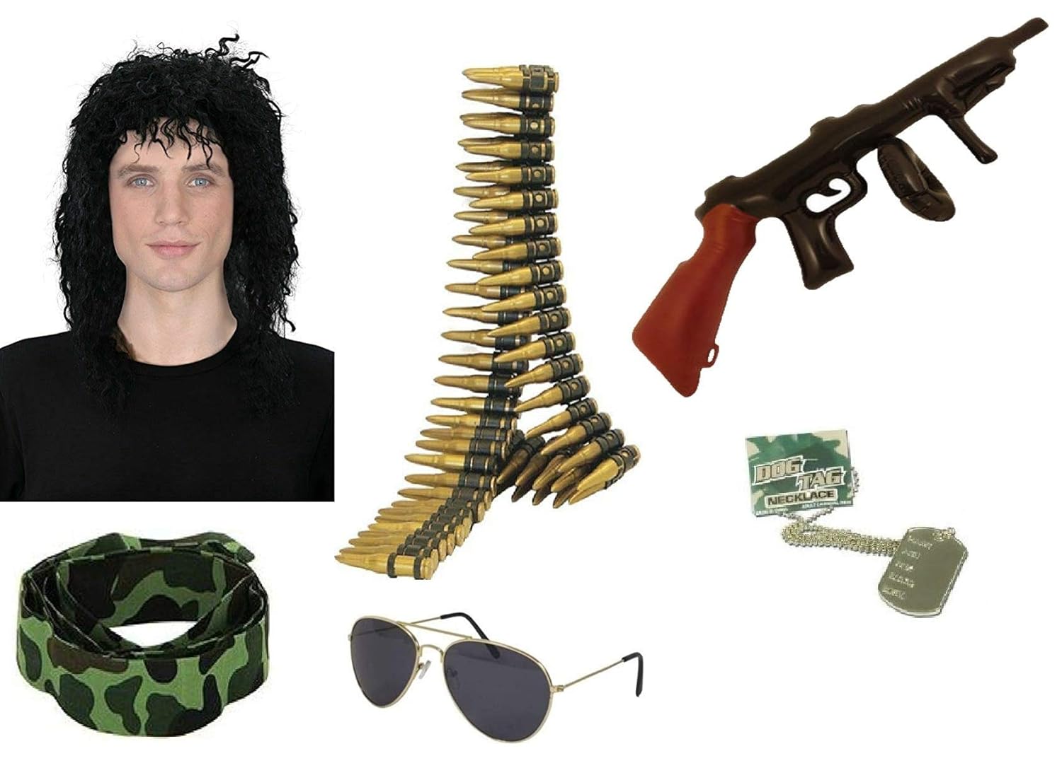 Silver Fancy Dress® Military RAMBO T.V Film Movie Stag Fancy Dress ...