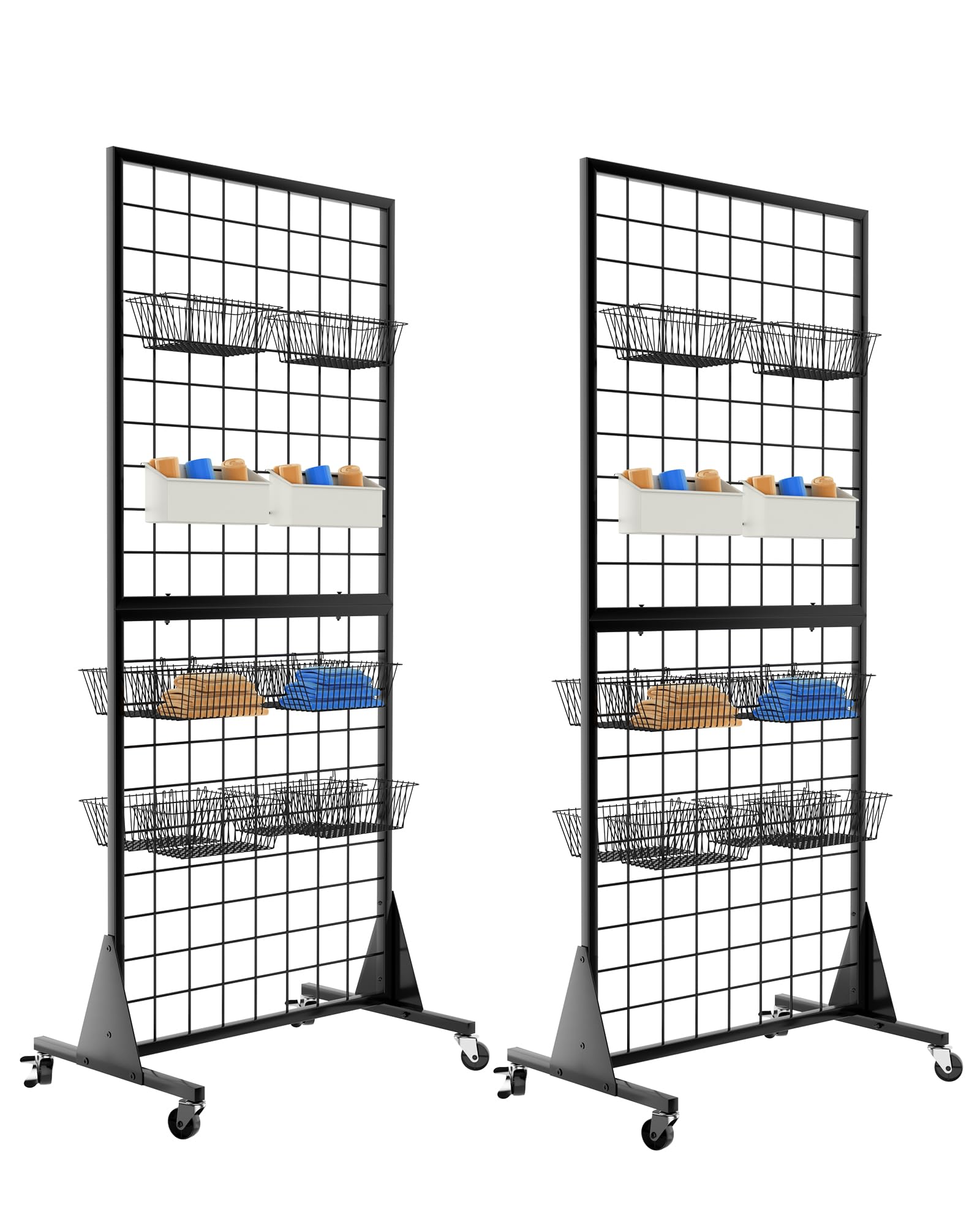 QKOSMTL 2-Pack Gridwall Panel Display Stand, 2'x5.5' Heavy Duty Floor ...